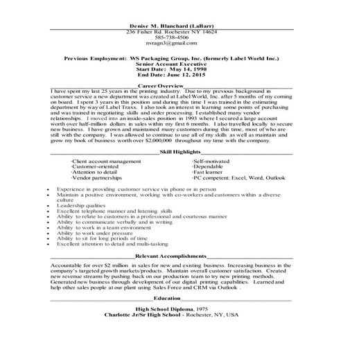 Resume of Denise Blanchard 7-5-15 | DOCX