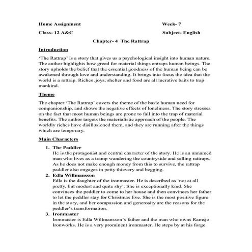 The Rattrap Class 12 Project File For ASL.pptx