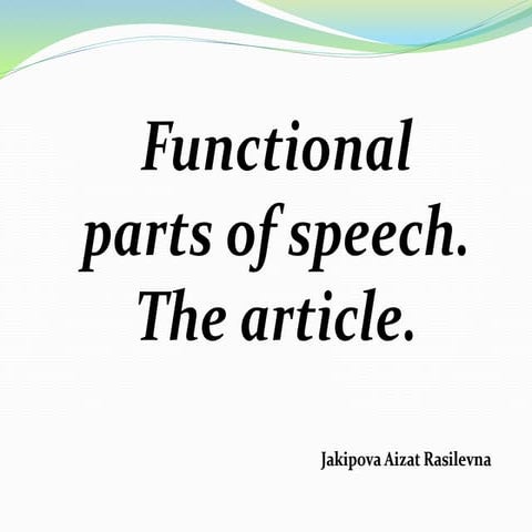 The stylistic functions of the article | PPT