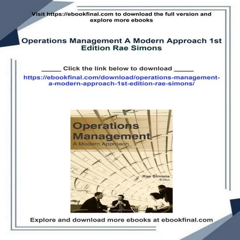 Operations Management A Modern Approach 1st Edition Rae Simons | PDF
