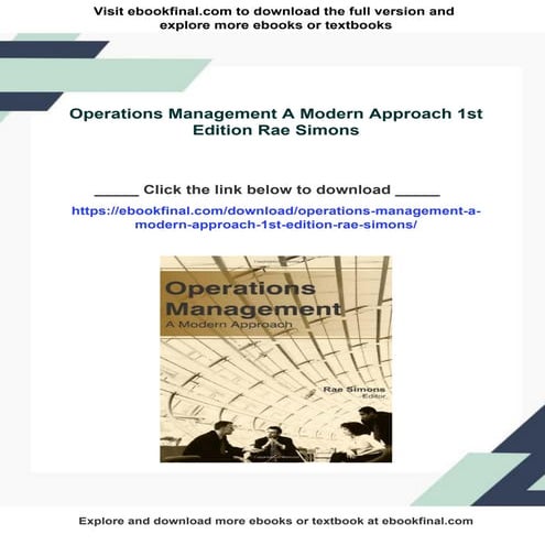 Operations Management A Modern Approach 1st Edition Rae Simons | PDF