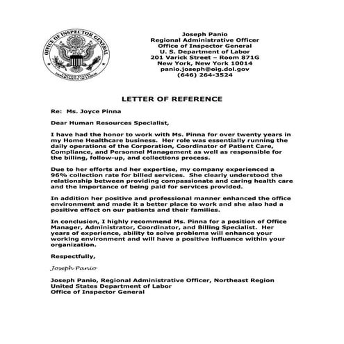 Josh Letter of Reference | DOC