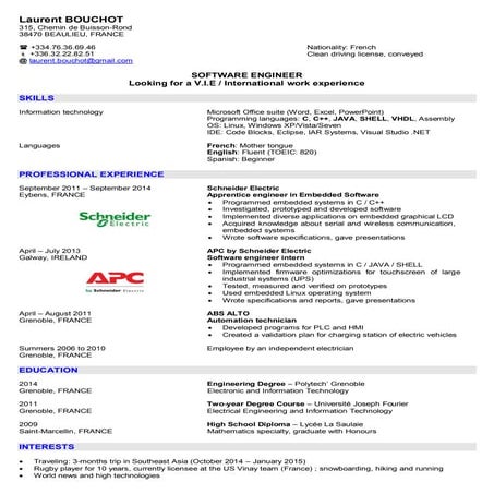 CV Laurent Bouchot_ENGLISH | PDF | Programming Languages | Computing
