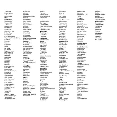 OfficeTeam Locations- U S | PDF | North America Travel | Travel Locations