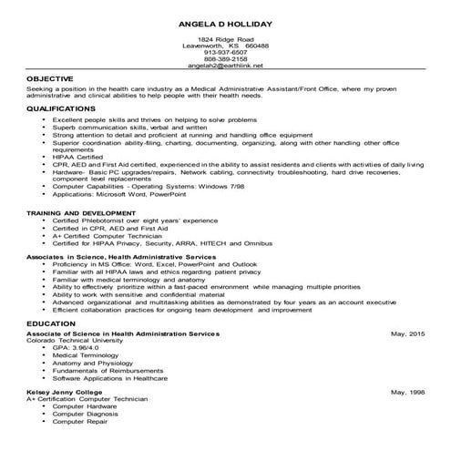 Angela Holliday Resume 2015 | DOCX