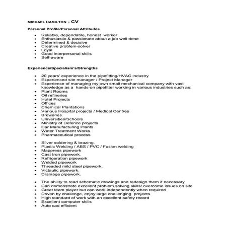 MICHAEL HAMILTON 2015 CV | PDF