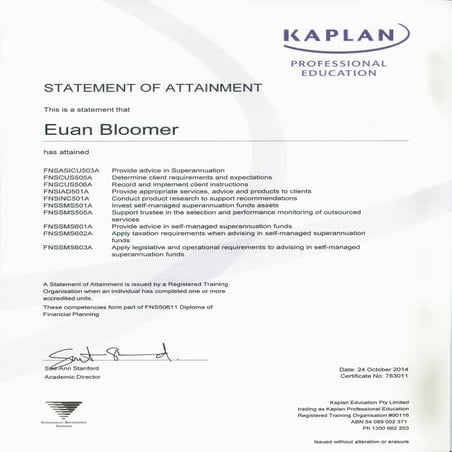 Kaplan Super Package Training Certificate | PDF | Retirement Planning ...