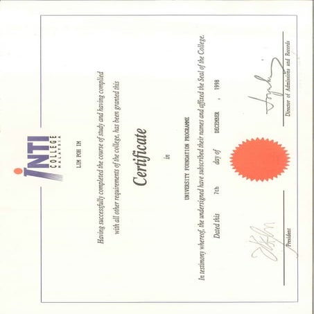 Certificate University Foundation Programme Pdf