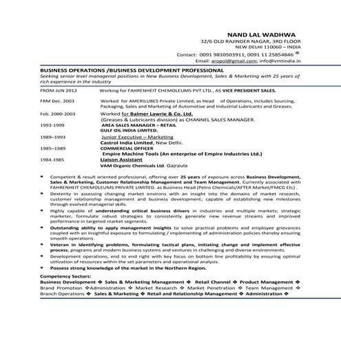 Professional Profile Sandeep Vats | DOCX