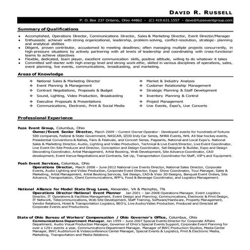 Dave Russell Resume 012015 | DOCX | Business | Business and Finance