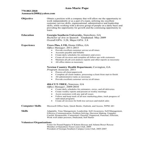 Ann-Marie Pope Resume | DOC
