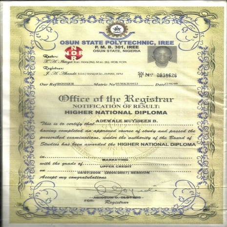 HND Certificate | PDF