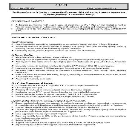 BE 6 years Experience - SQA | PDF