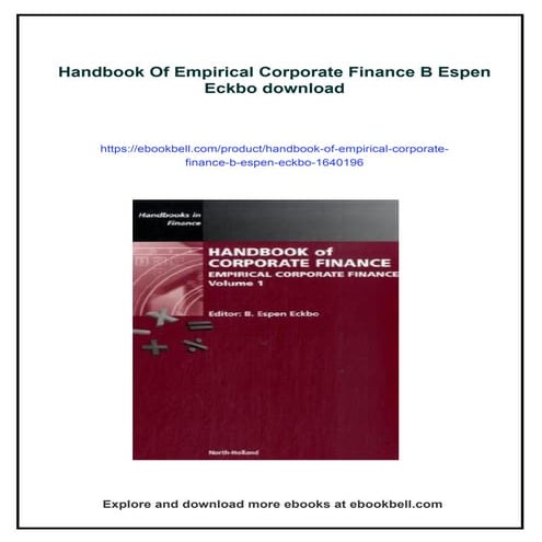 Handbook Of Empirical Corporate Finance B Espen Eckbo | PDF