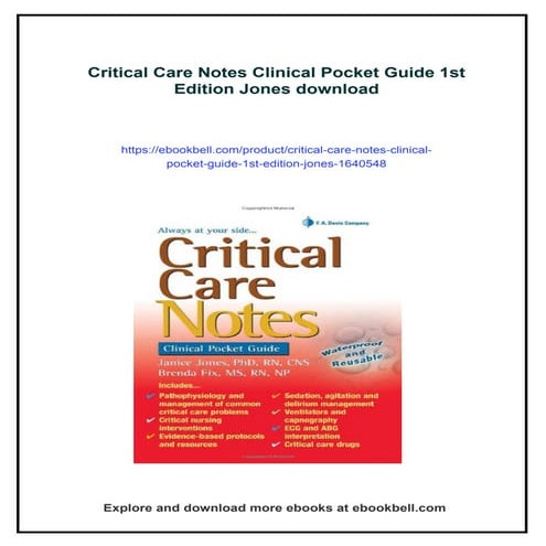 Critical Care Notes Clinical Pocket Guide 1st Edition Jones | PDF