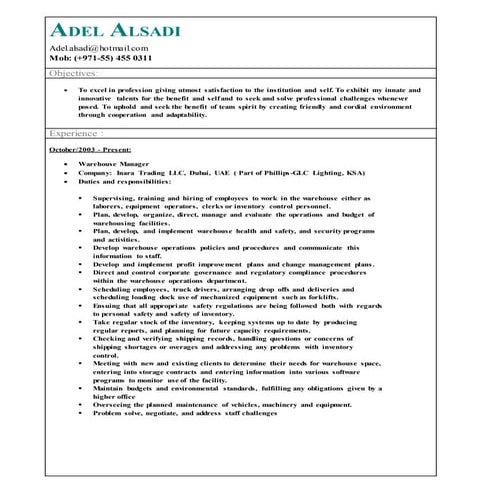 Adel Al Sadi CV | PDF