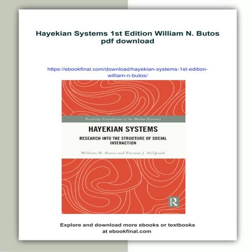 Hayekian Systems 1st Edition William N. Butos | PDF