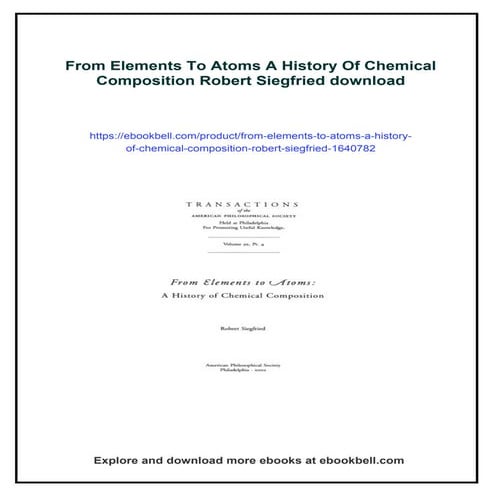 From Elements To Atoms A History Of Chemical Composition Robert ...