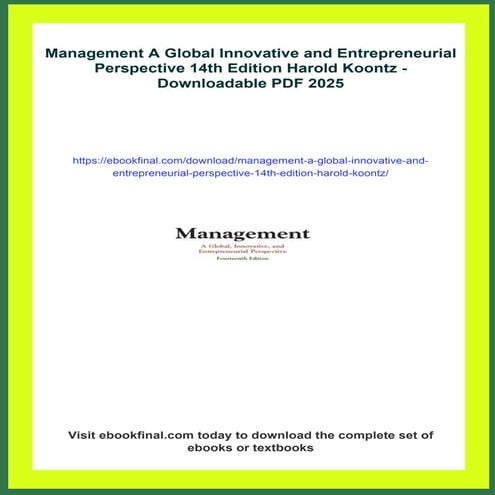 Management A Global Innovative and Entrepreneurial Perspective 14th ...
