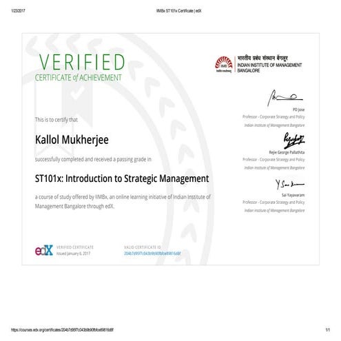 IIMBx ST101x Certificate _ edX | PPT