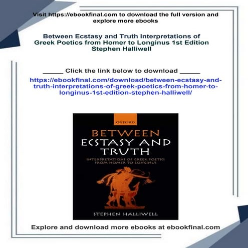 Between Ecstasy and Truth Interpretations of Greek Poetics from Homer ...