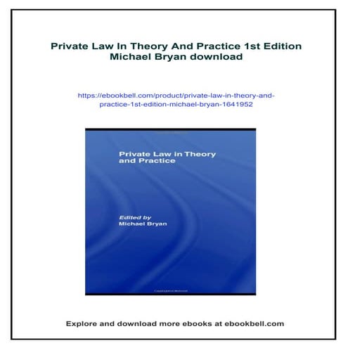Private Law In Theory And Practice 1st Edition Michael Bryan | PDF