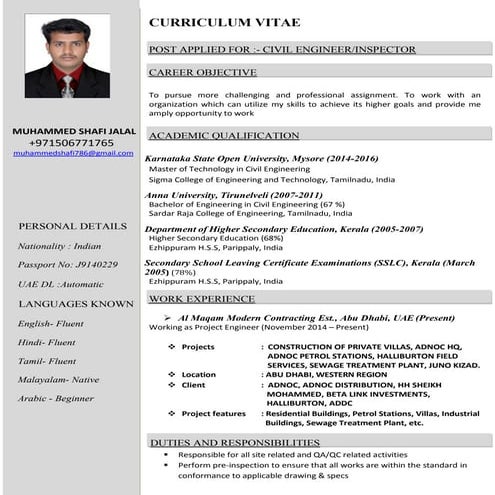 CV CIVIL ENGINEER | PDF