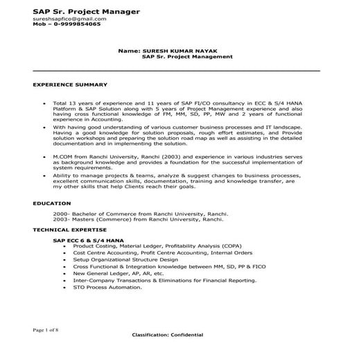 Suresh SAP Project Manager-Resume | DOC