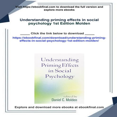 Understanding priming effects in social psychology 1st Edition Molden | PDF