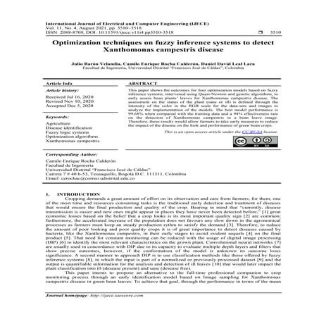 Optimization techniques on fuzzy inference systems to detect Xanthomonas campestris disease | PDF