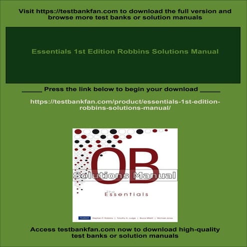Essentials 1st Edition Robbins Solutions Manual | PDF
