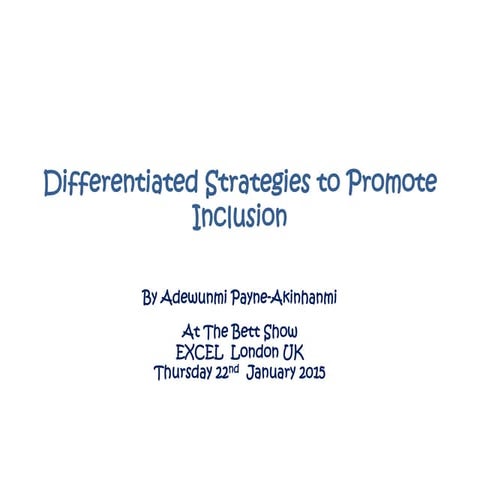 Differentiated Strategies to promote Inclusion2000 | PDF