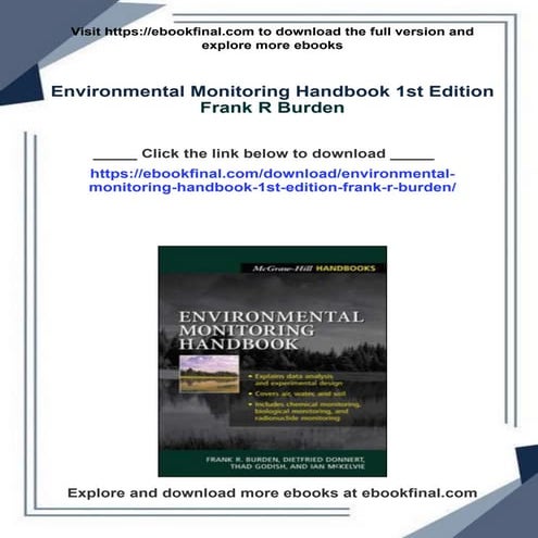 Environmental Monitoring Handbook 1st Edition Frank R Burden | PDF