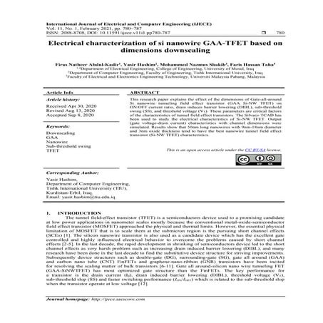 Electrical Characterization Of Si Nanowire Gaa Tfet Based On Dimensions