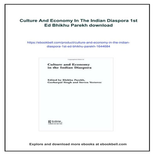 Culture And Economy In The Indian Diaspora 1st Ed Bhikhu Parekh | PDF