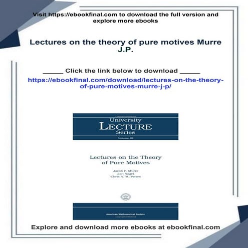 Lectures on the theory of pure motives Murre J.P. | PDF