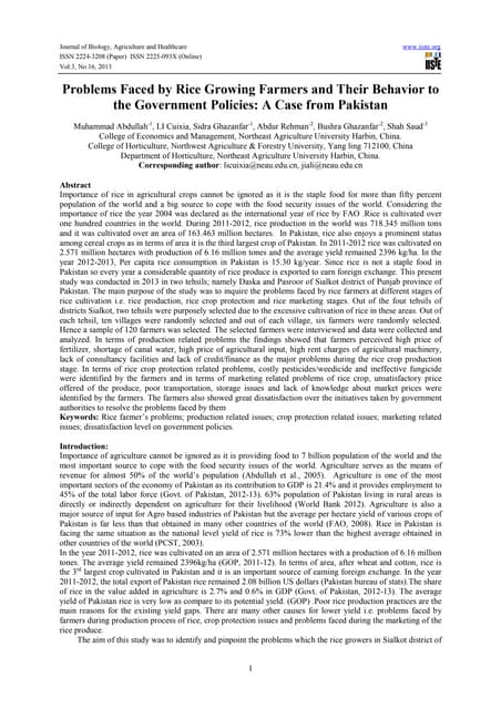 Perceptions and practices of rice farmers in the lowland areas of Diplahan, Zamboanga Sibugay ...