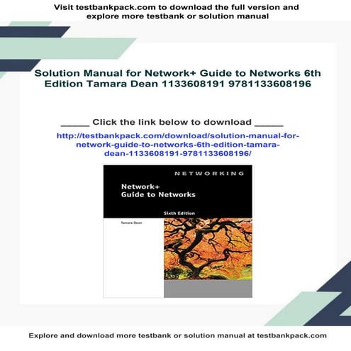 Solution Manual for Network+ Guide to Networks 6th Edition Tamara Dean 1133608191 9781133608196 ...