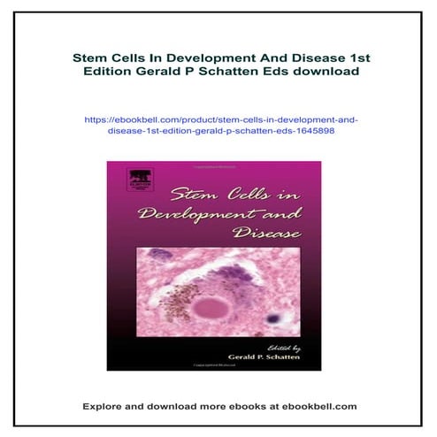 Stem Cells In Development And Disease 1st Edition Gerald P Schatten Eds | PDF