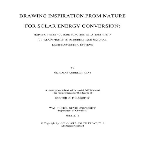 Drawing Inspiration from Nature for Solar Energy Conversion | PDF