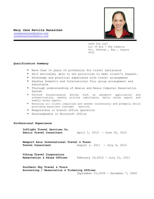 Resume | DOC | Business Travel | Travel Type