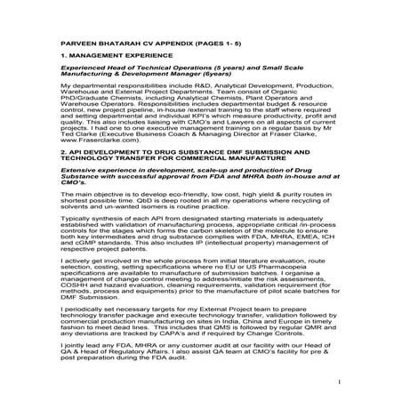 Parveen Bhatarah CV Appendix | PDF