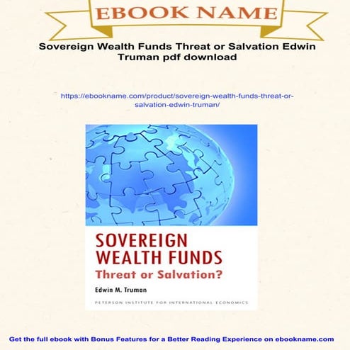 Sovereign Wealth Funds Threat or Salvation Edwin Truman | PDF
