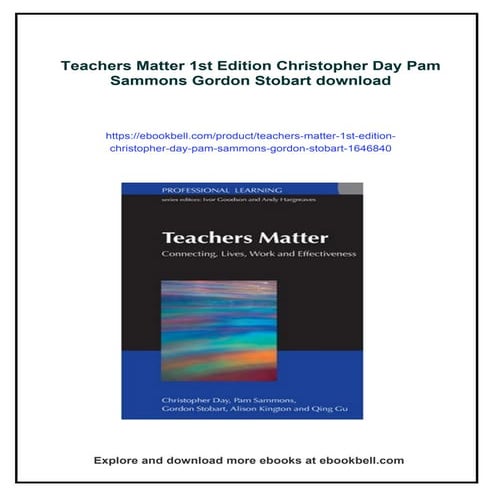 Teachers Matter 1st Edition Christopher Day Pam Sammons Gordon Stobart ...