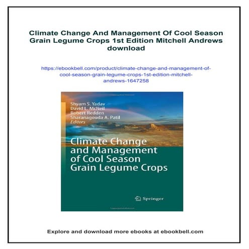 Climate Change And Management Of Cool Season Grain Legume Crops 1st ...