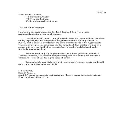 HIS RECOMMENDATION | DOC