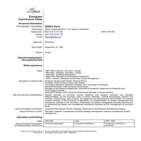 CV_EUROPASS_Elena_2016 | PDF