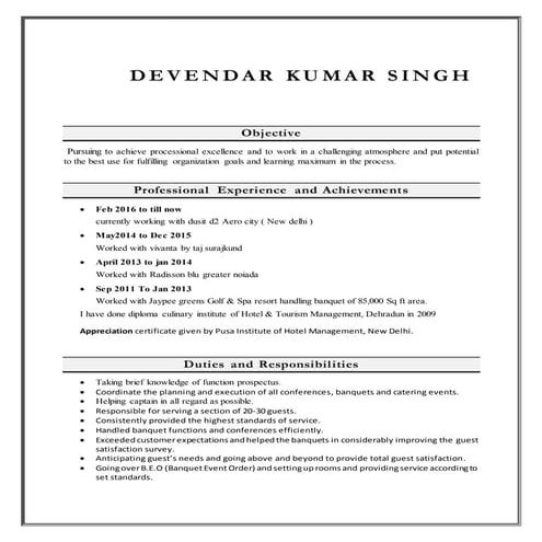 Dewan Resume F & B CV | DOC