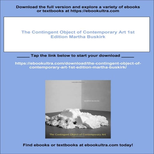 The Contingent Object of Contemporary Art 1st Edition Martha Buskirk | PDF