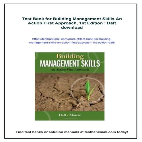 Test Bank for Building Management Skills An Action First Approach, 1st ...